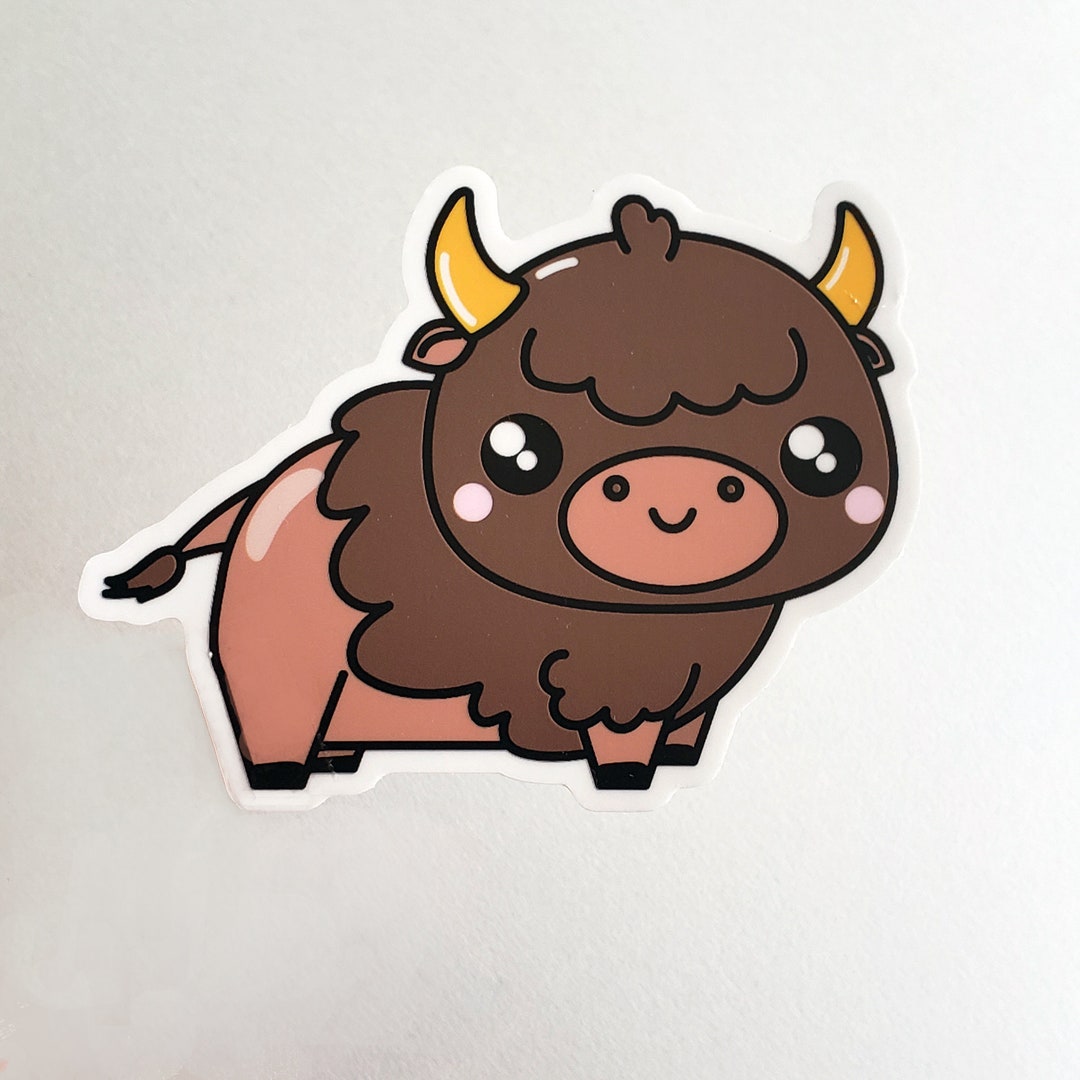 Kawaii Buffalo Sticker, Kawaii Buffalo Magnet, Cute Buffalo, Buffalove ...
