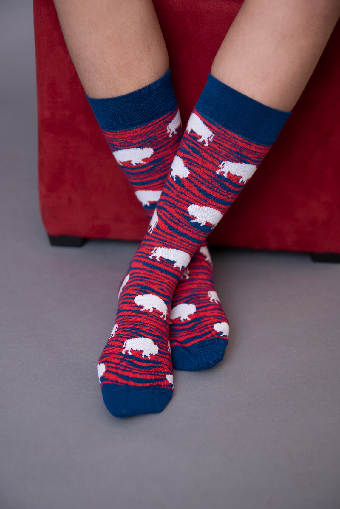 Red and Blue Buffalo Socks Buffalo Football Buffalo NY | Etsy