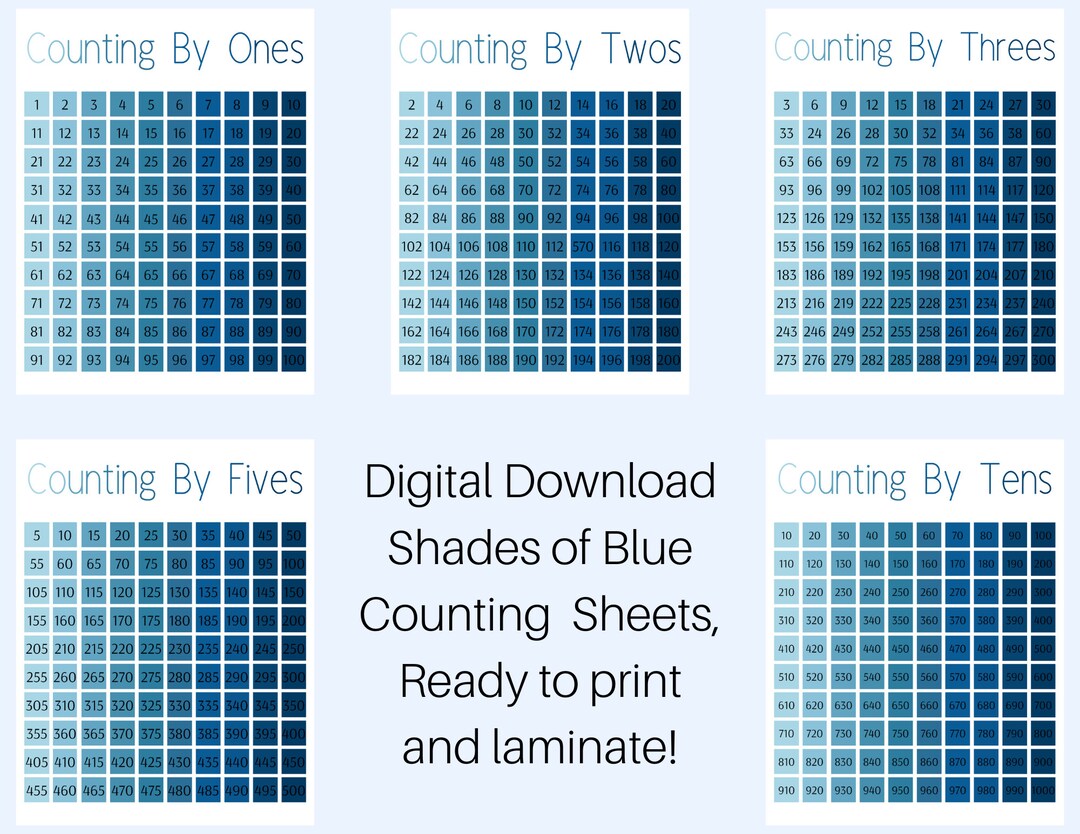 Shades of Blue Counting by Printable, Digital Download - Etsy