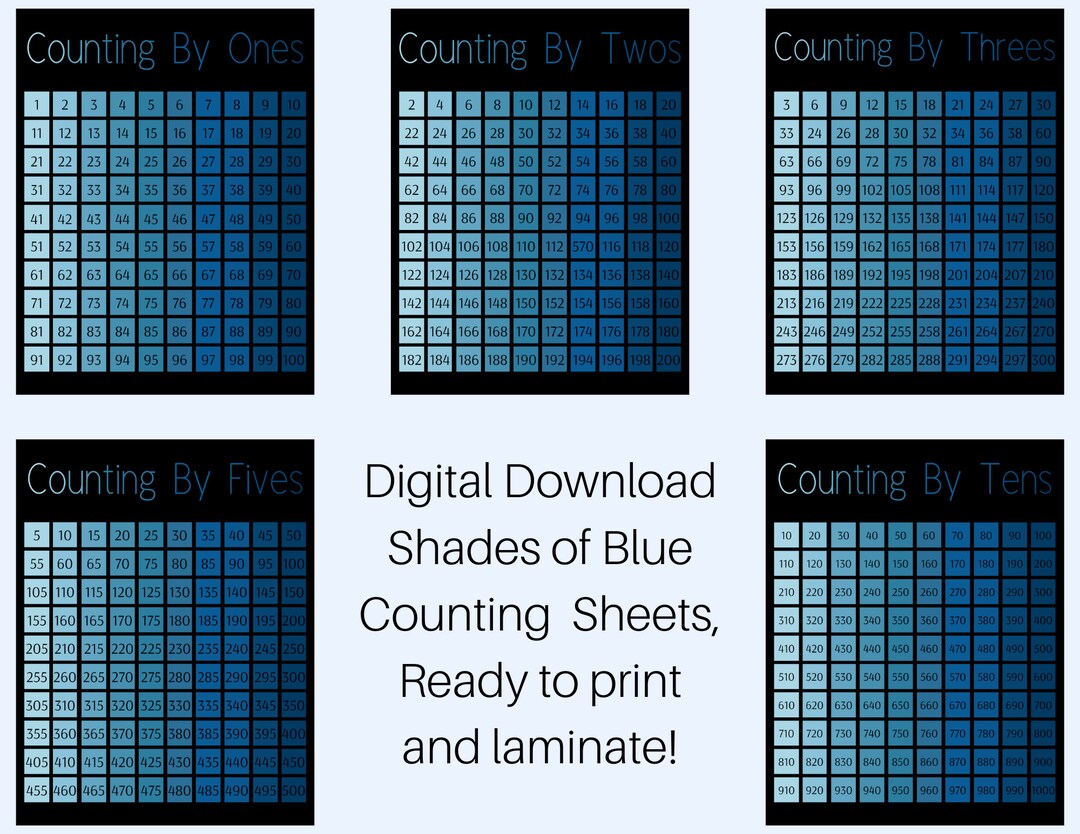 Shades of Blue Counting by Printable, Digital Download - Etsy