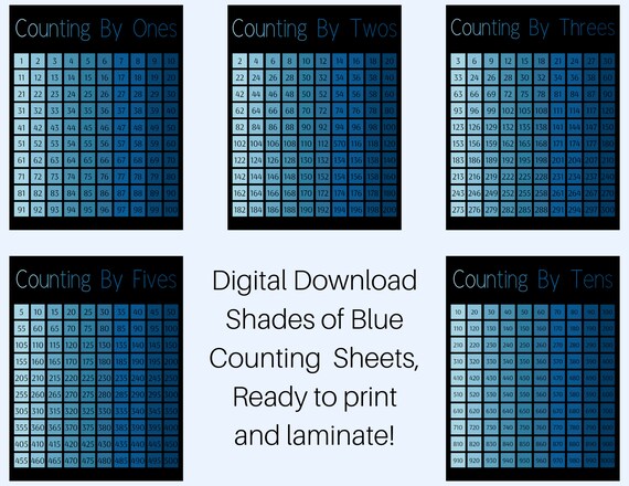 Shades of Blue Counting by Printable Digital Download - Etsy