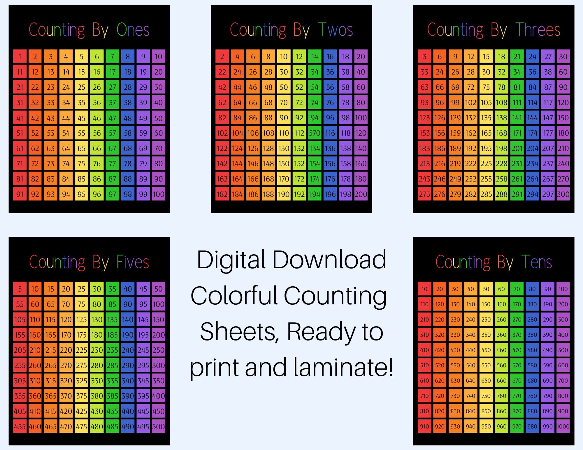 Counting by Printable Sheet, Digital Download - Etsy
