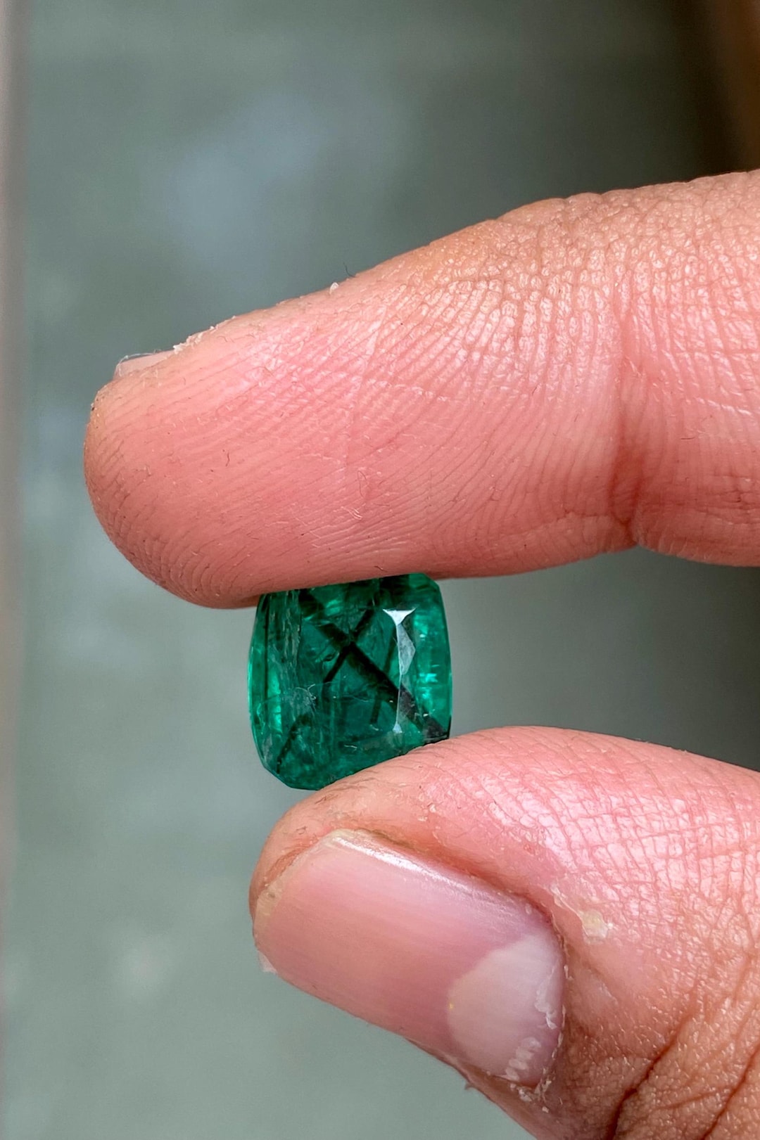 Natural Emerald Gemstone: 5.56 Carat Deep Green Crystal With Cross - Etsy