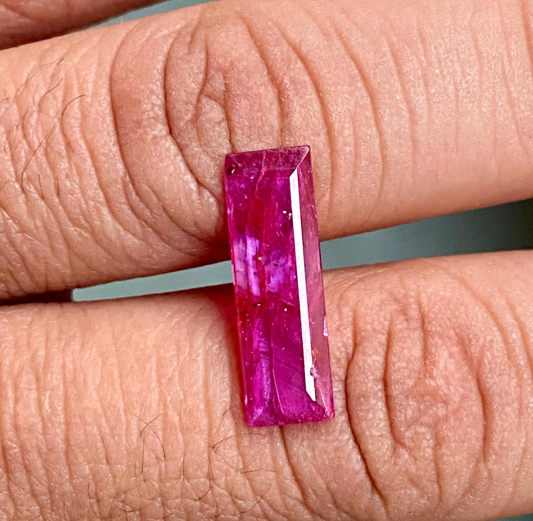 Rose Cut Mozambique Ruby Baguette: 4.08 Carat Gemstone - Etsy