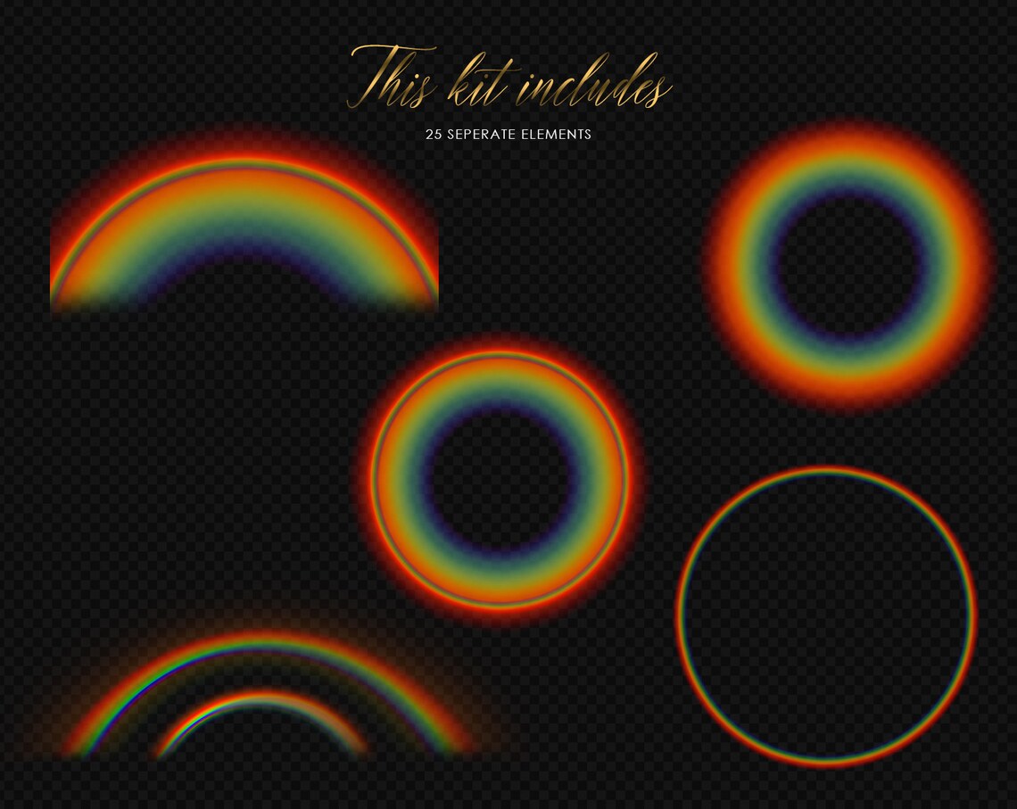 25 Realistic Rainbow Overlays Rainbow Clip Art Rainbow Photo | Etsy