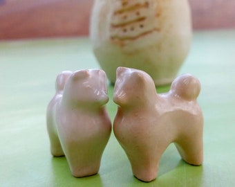 Akita Inu miniature ceramic figurine liquid bright gold | Etsy