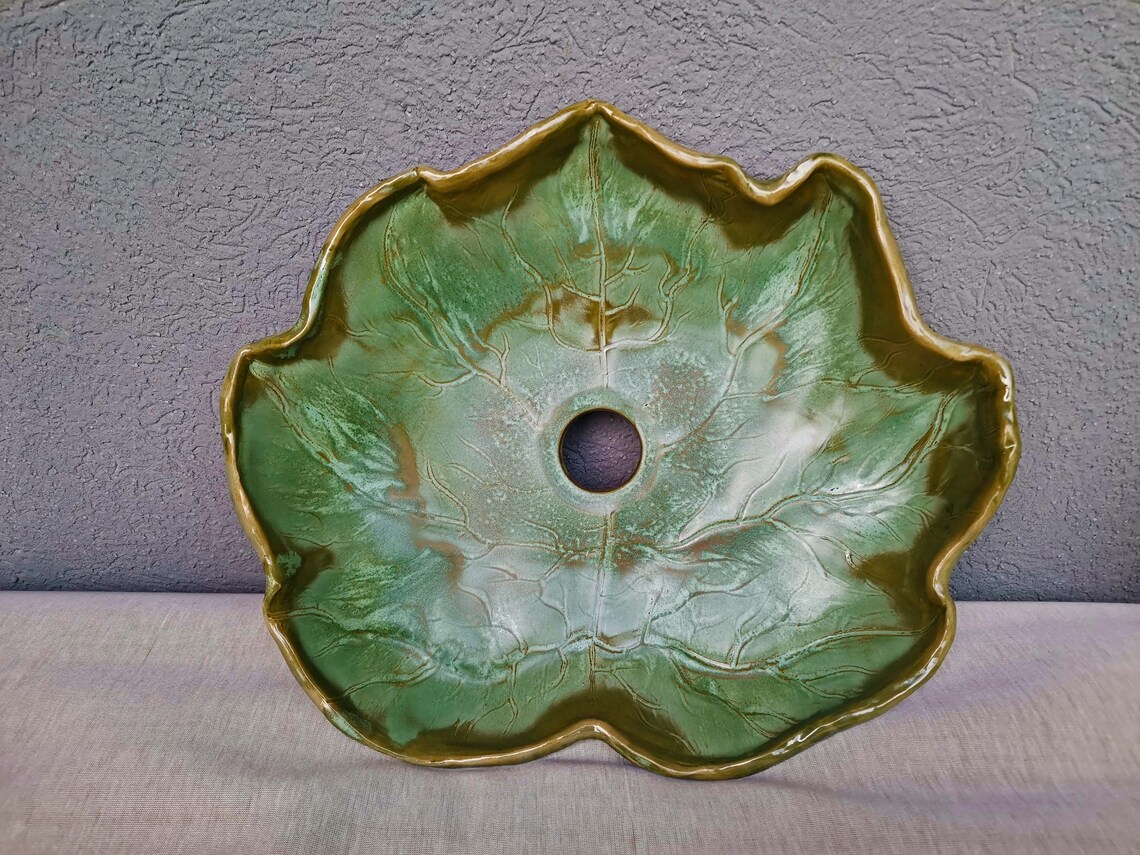 Leaf Vessel Sink - O.A.K. Ceramic Sink - Ready to Ship, Wash Basin ...