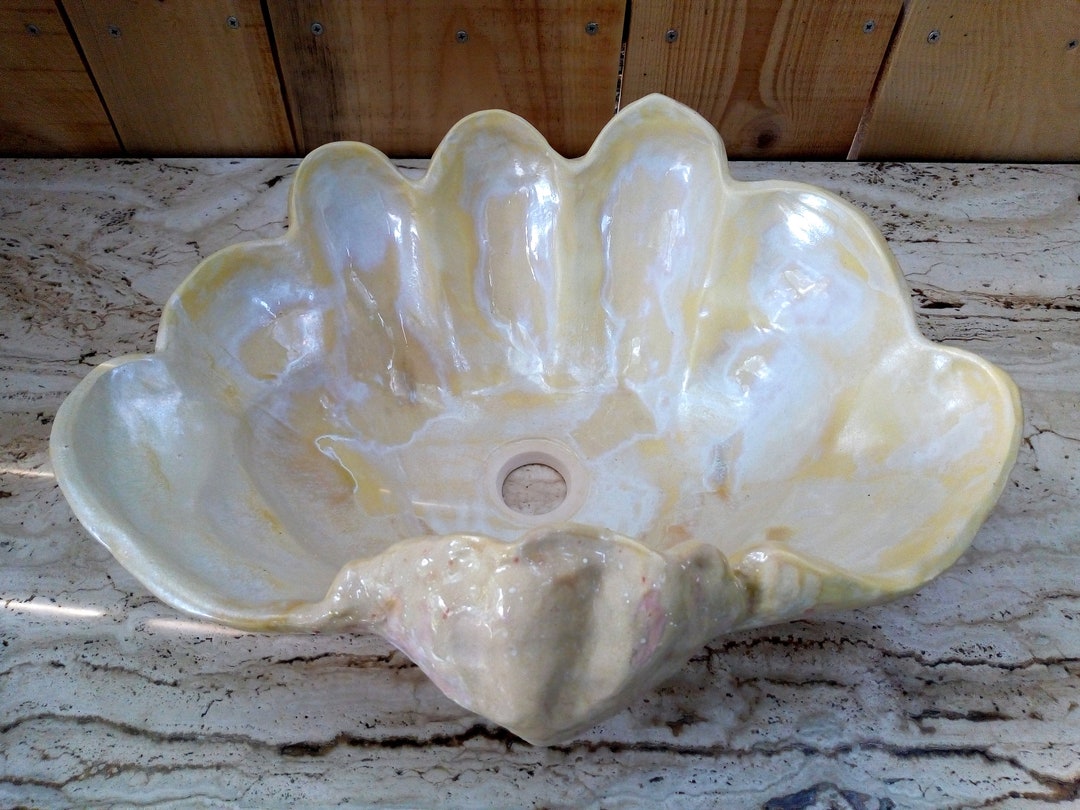 Giant Clam Shell Vessel Sink - Made to Order - Handmade, Wash Basin ...