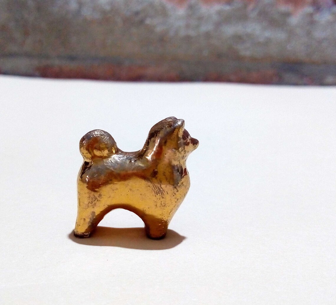 Akita Inu Miniature Ceramic Figurine Liquid Bright Gold - Etsy