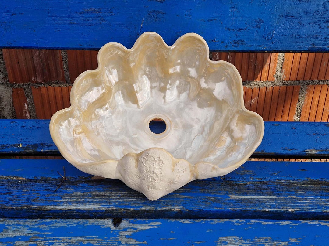 Giant Clam Shell Vessel Sink - Ready to Ship, Big Size - Handmade, Wash ...