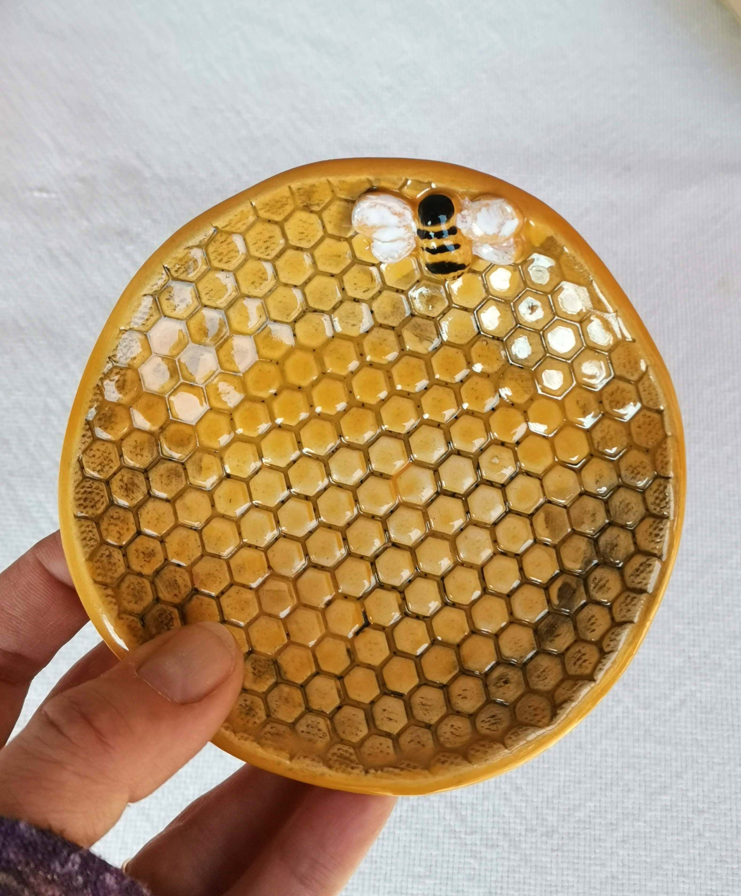 Honeycomb Ceramic Small Side Dish, Dessert & Snack Dish, Shallow ...