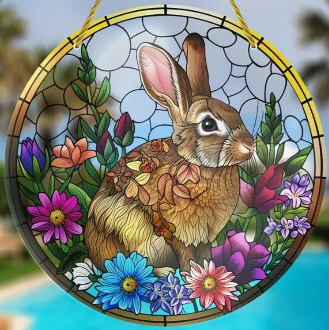 Charming Rabbit Suncatcher Sun Catcher Amazing Stain Glass Style - Etsy