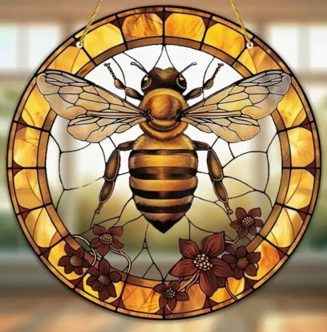Bee Suncatcher Sun Catcher Amazing Stained Glass Style - Etsy