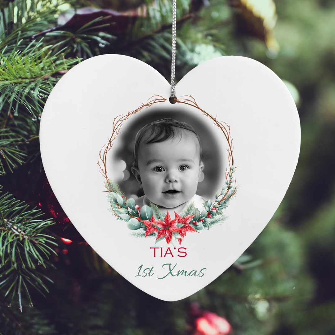 Personalised Babys First Christmas Sign Photo Acrylic Plaque Newborn ...