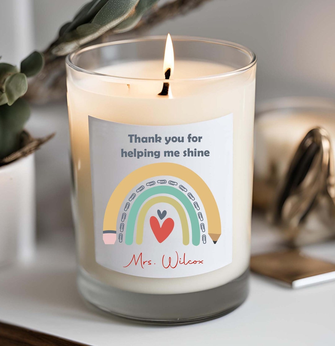 Personalized Teacher Candle: Thank You Gift, School Leaver Present - Etsy