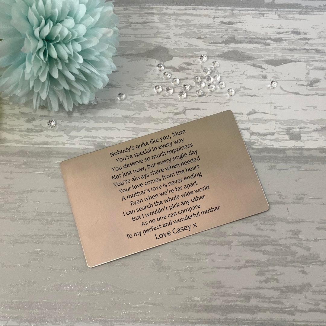 Personalized Mum Poem Wallet Card: Silver Keepsake Gift - Etsy UK