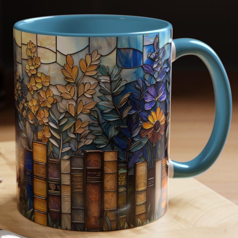 Stained Glass Book Mug - Etsy