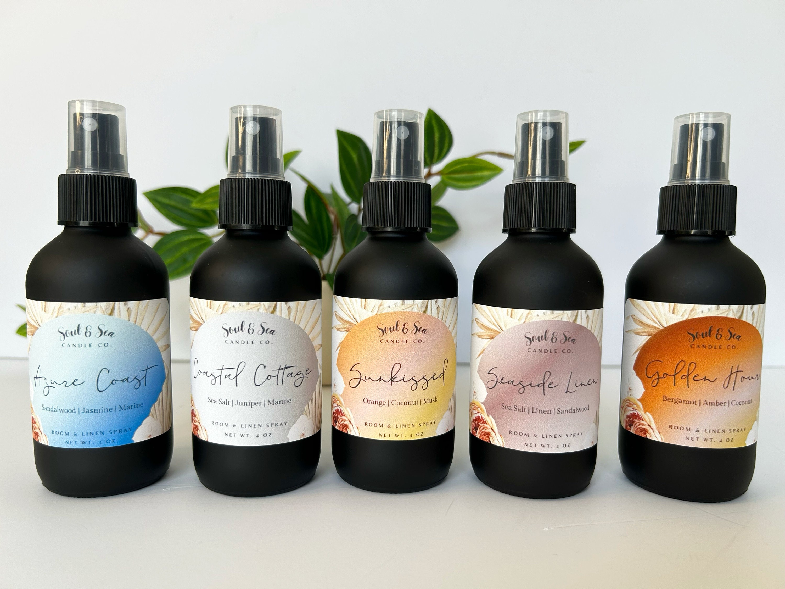 All-natural Room & Linen Spray, 4oz Room Air Freshener, Beach Spray, 5 ...