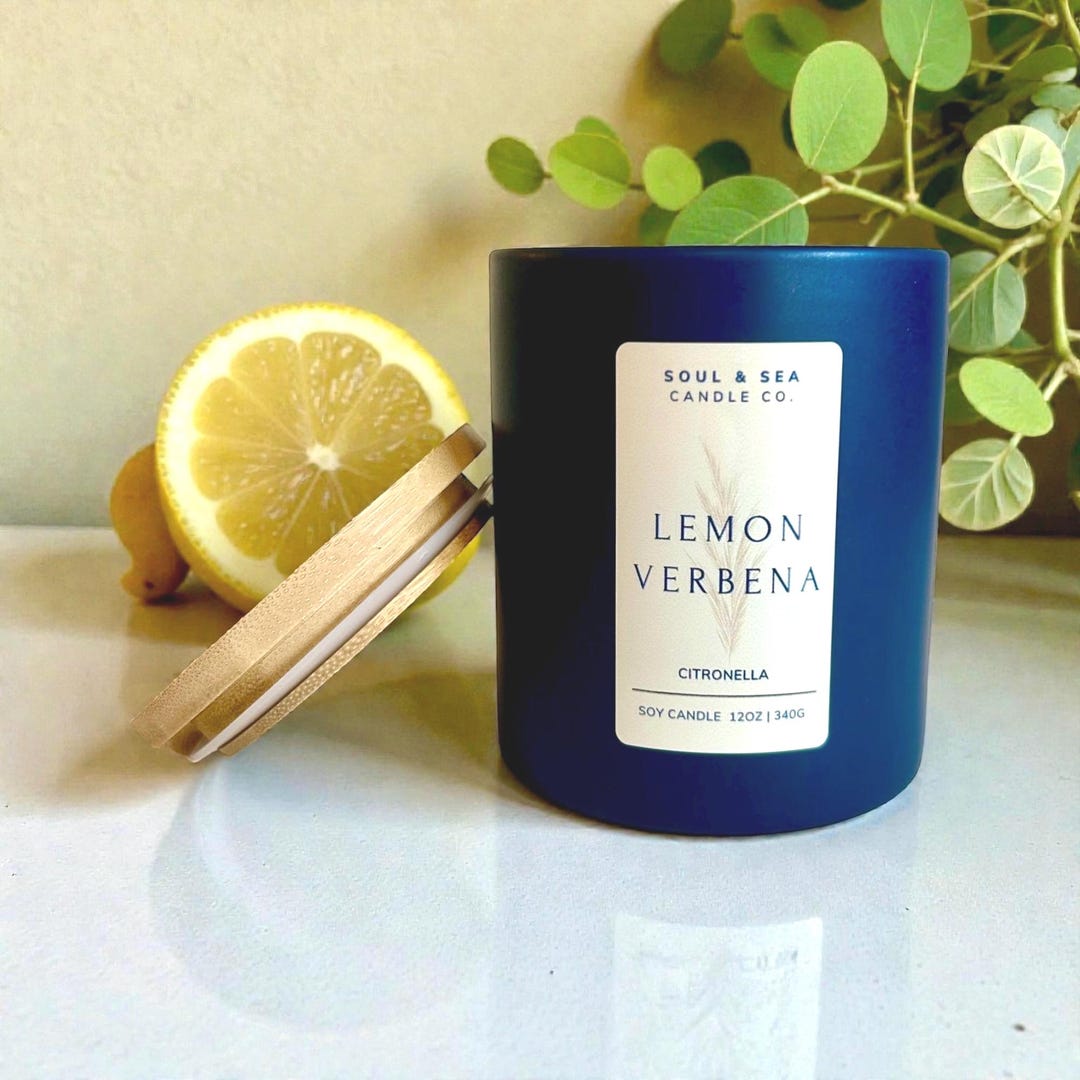 Lemon Verbena Citronella All Natural Soy Candle 12oz | Candles in ...