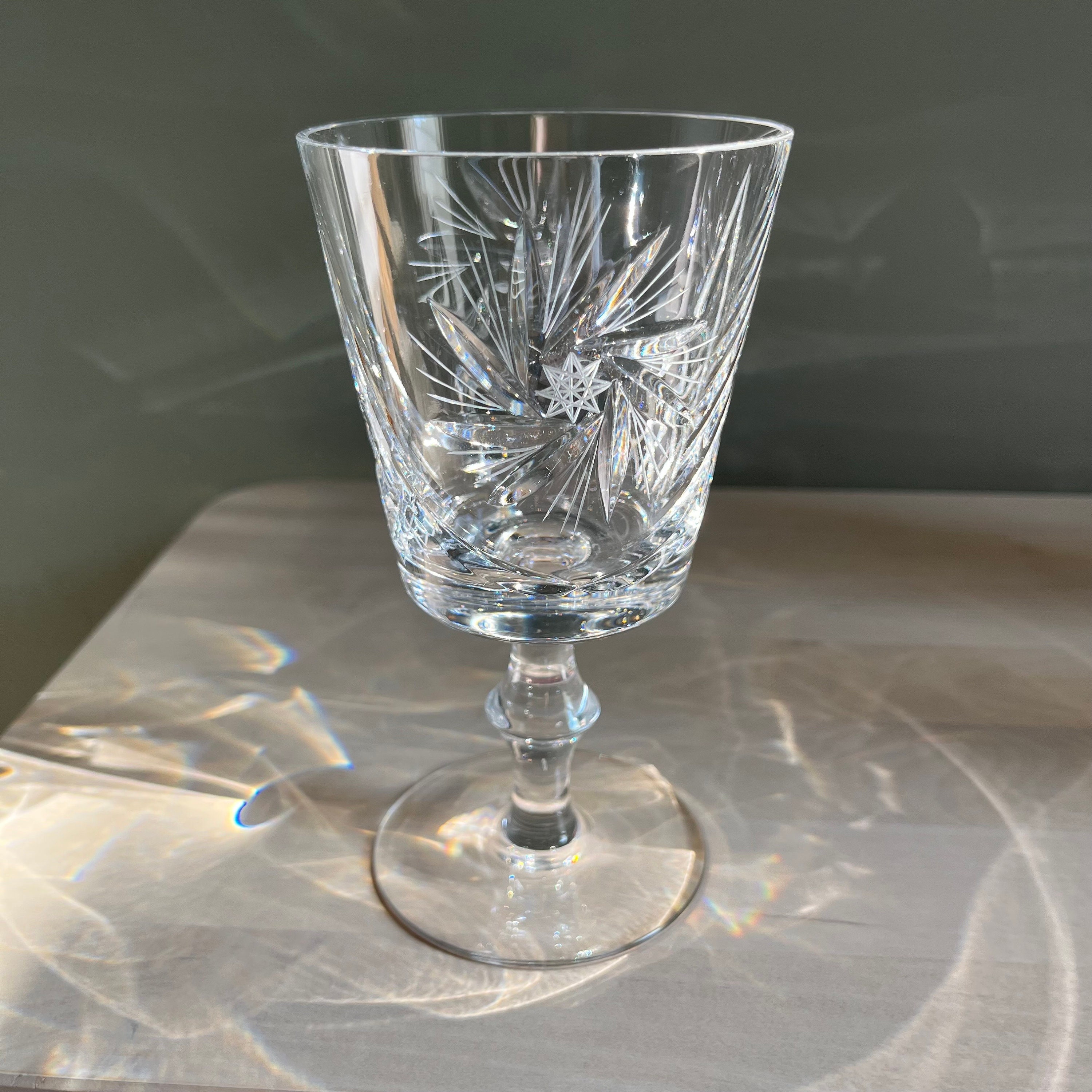 Crystal Wine Glasses, Cut Pinwheel/star Design, Set of 5 - Etsy