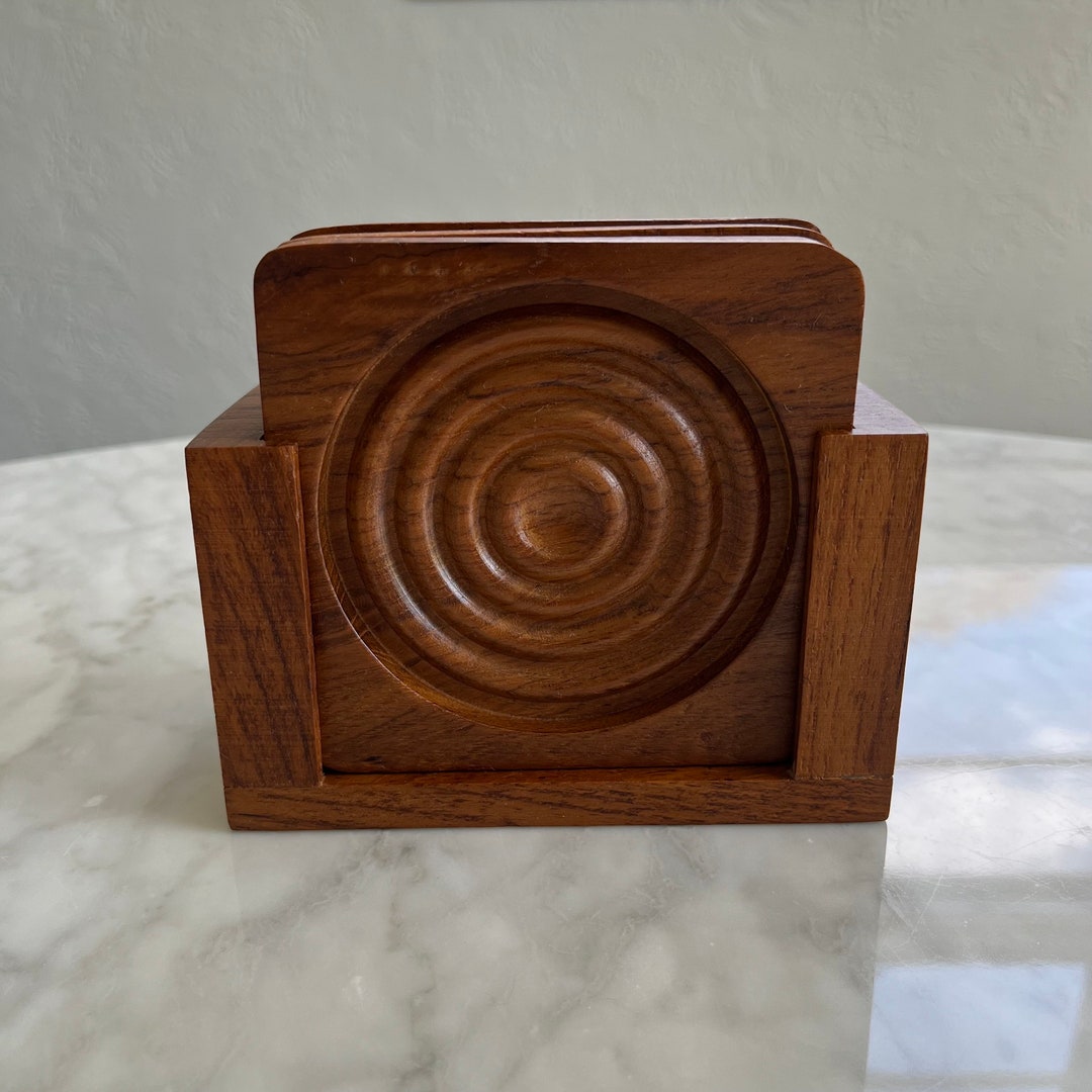 Teak Wood Coaster Set Made in Thailand Set of 6 - Etsy