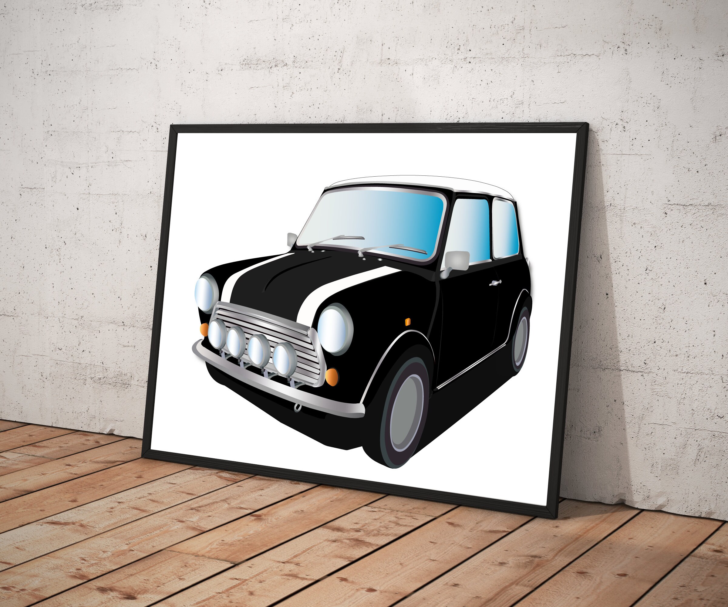 Classic Mini Cooper Digital Art Print With Personalised - Etsy