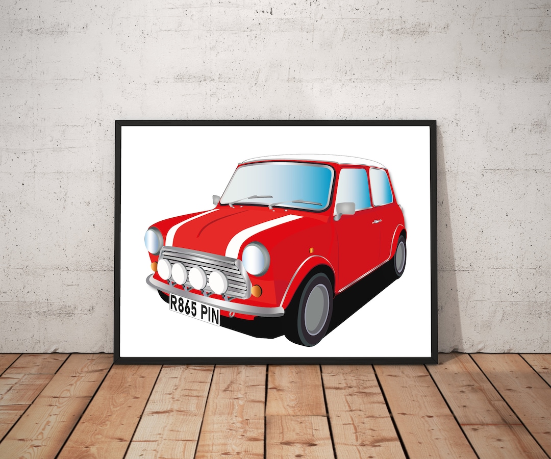 Classic Mini Cooper Digital Art Print With Personalised - Etsy