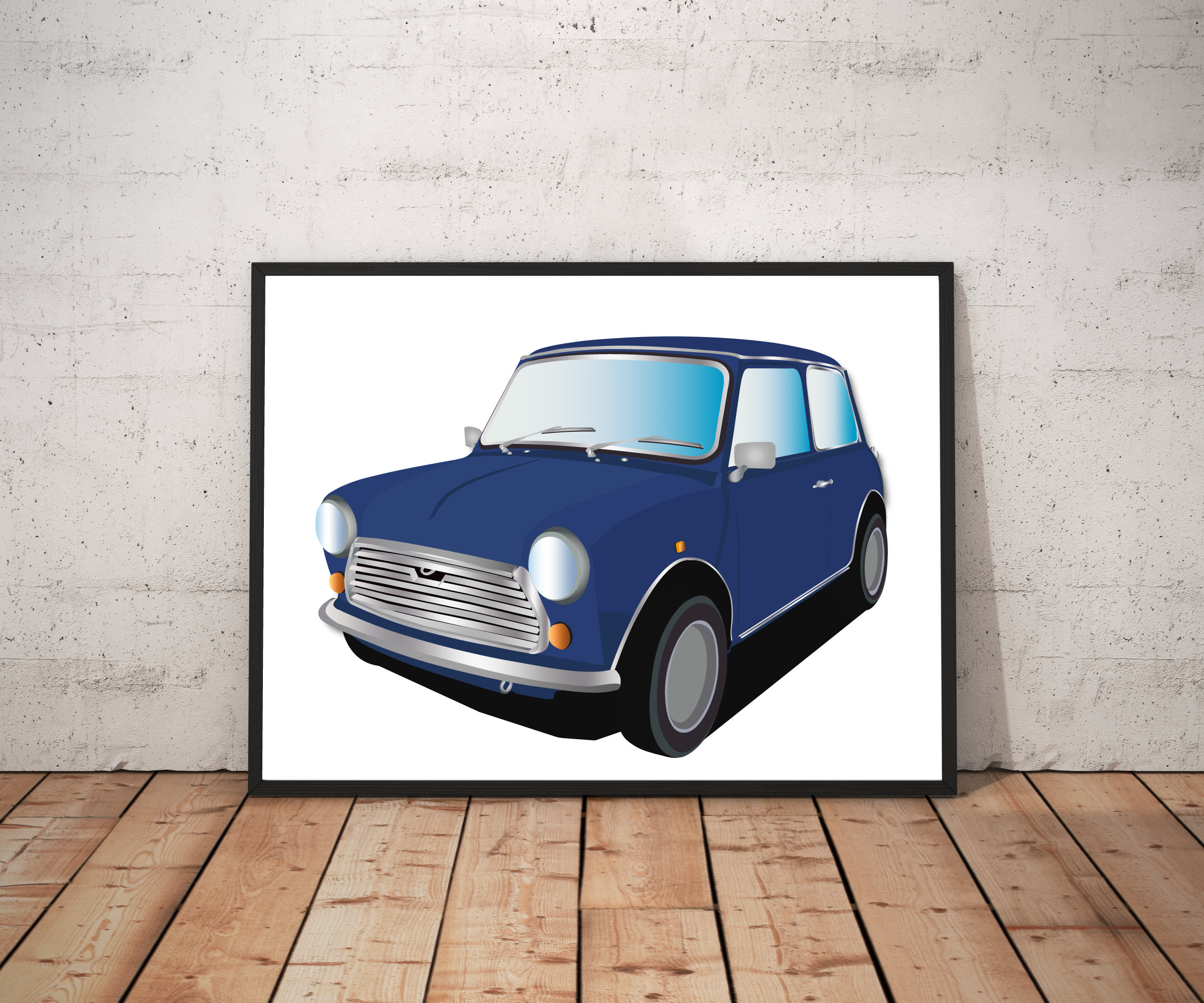 Classic Mini Cooper Digital Art Print With Personalised - Etsy