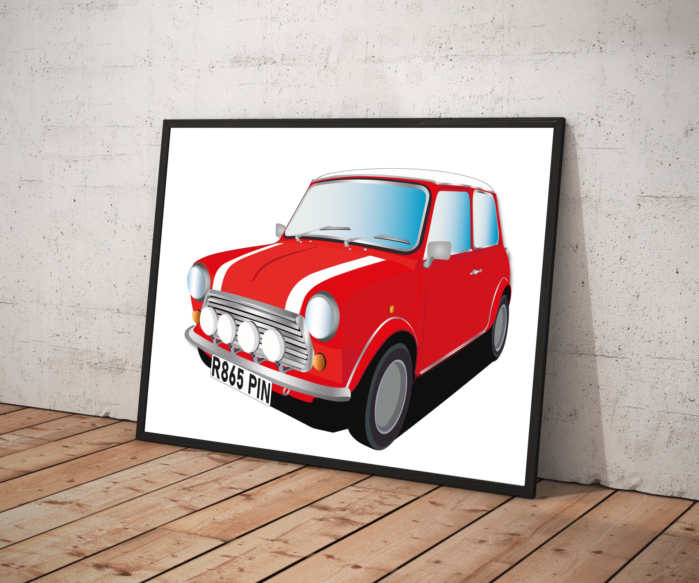 Classic Mini Cooper Digital Art Print With Personalised - Etsy
