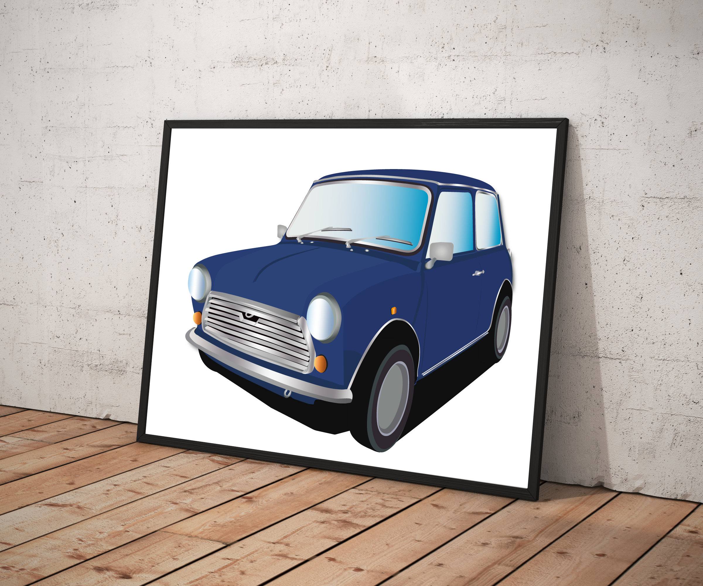 Classic Mini Cooper Digital Art Print With Personalised - Etsy