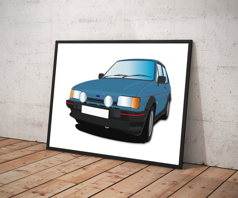 Ford Fiesta Mk2 XR2 Digital Art Print With Personalised Colour and ...