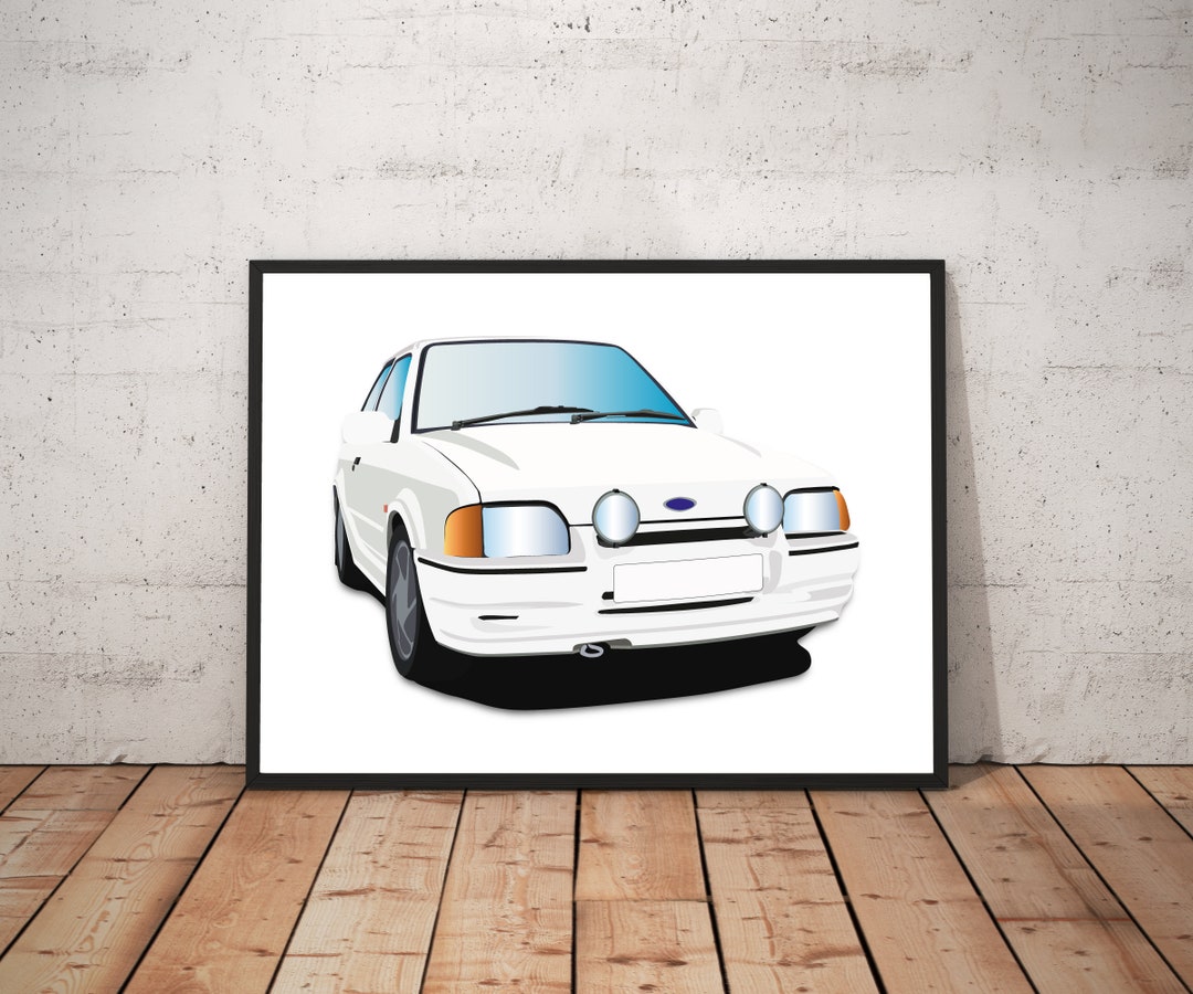Ford Escort Mk4 Digital Art Print With Personalised Colour and Number ...