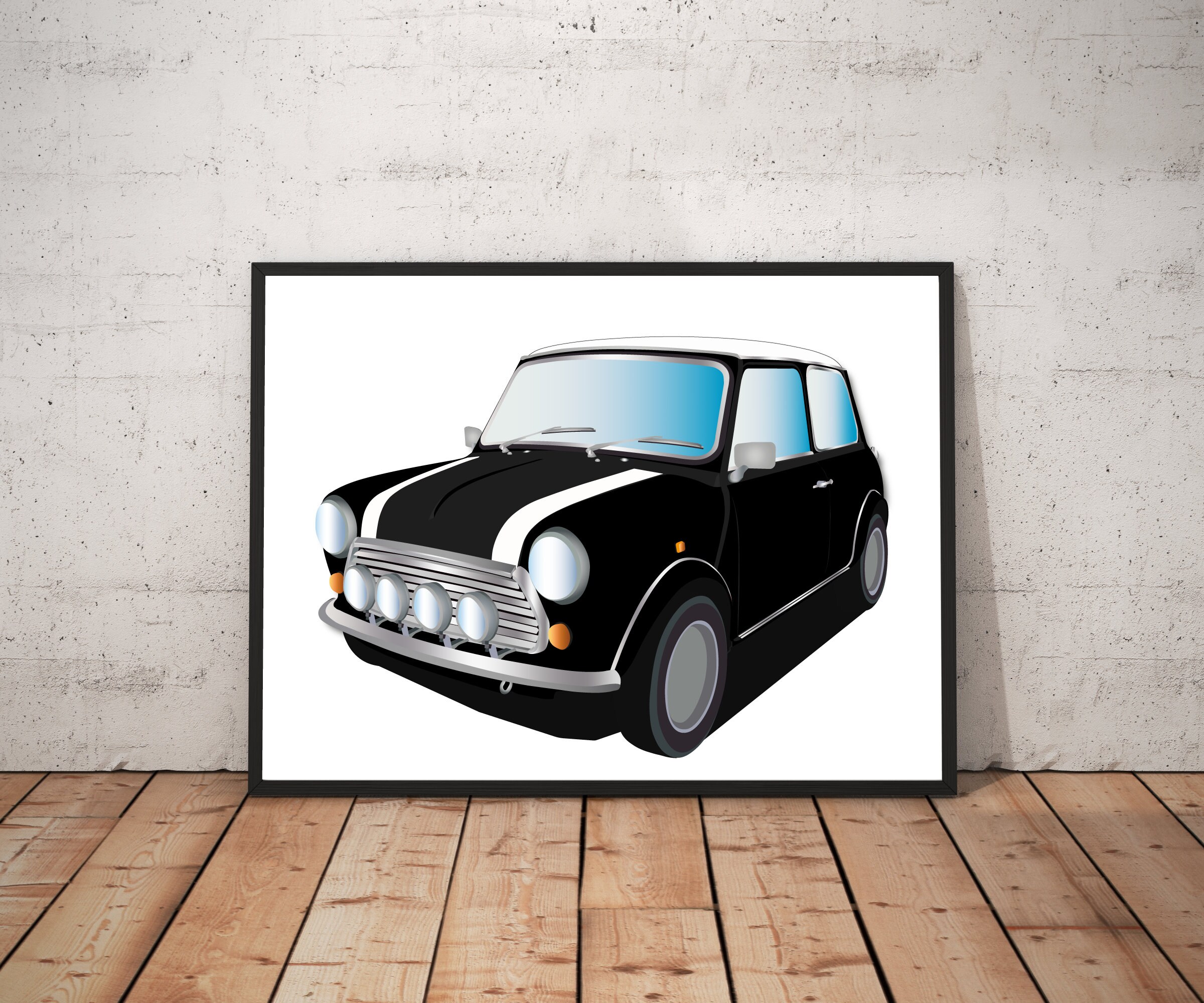 Classic Mini Cooper Digital Art Print With Personalised - Etsy