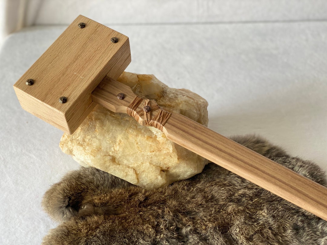 Handcrafted Wooden War Hammer Viking Costume Thor Accessory Solid Oak ...