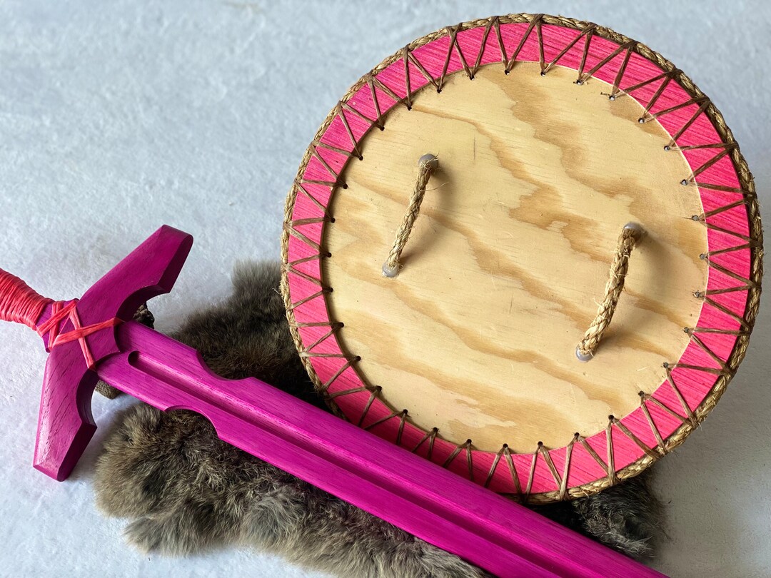 Handcrafted Wooden Shield for Kids Costume Accessory Solid Wood Round ...