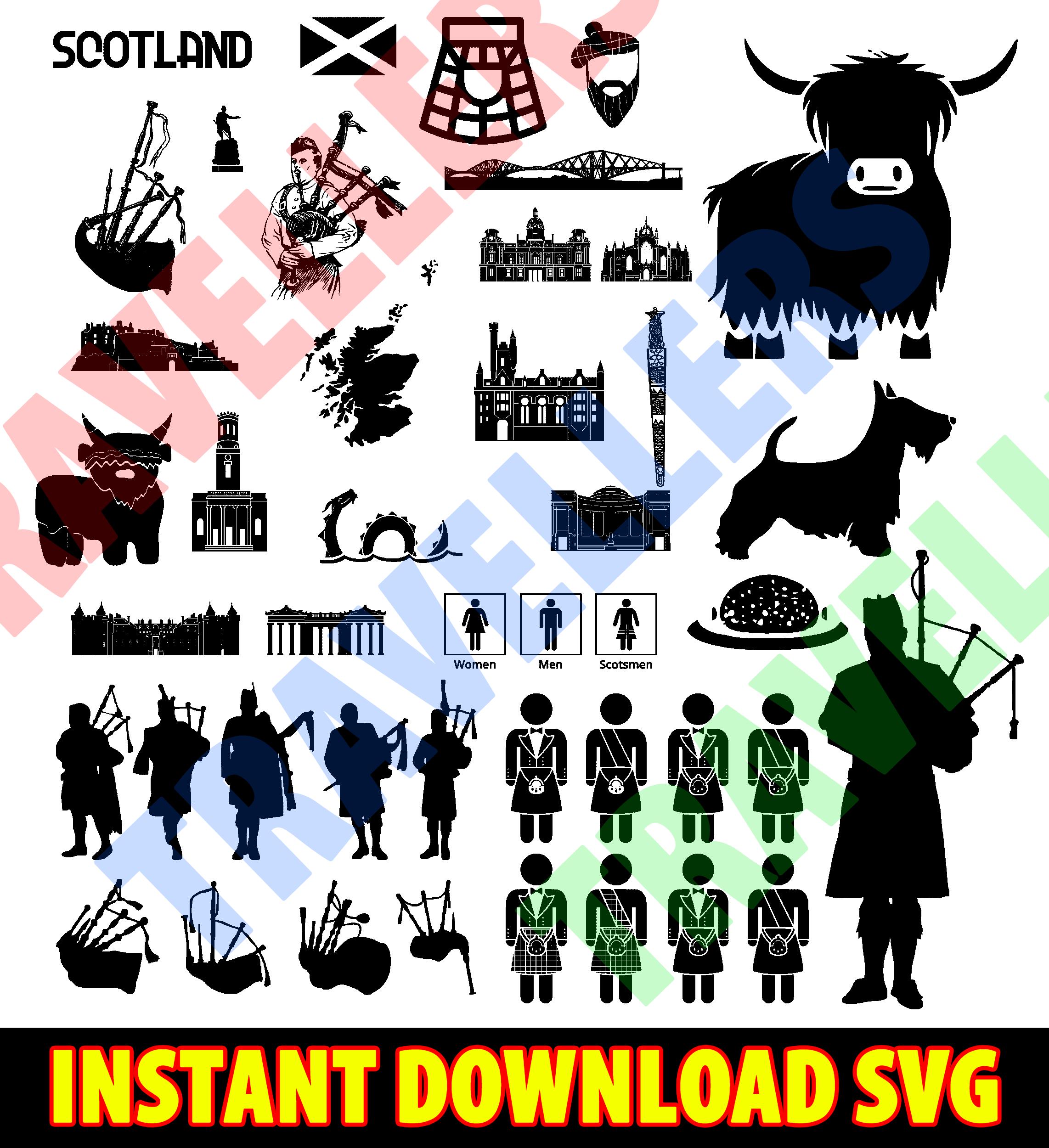SCOTLAND ICONS SVG Scotland Vectors Svg, Scotland Clipart Svg, Scotland ...