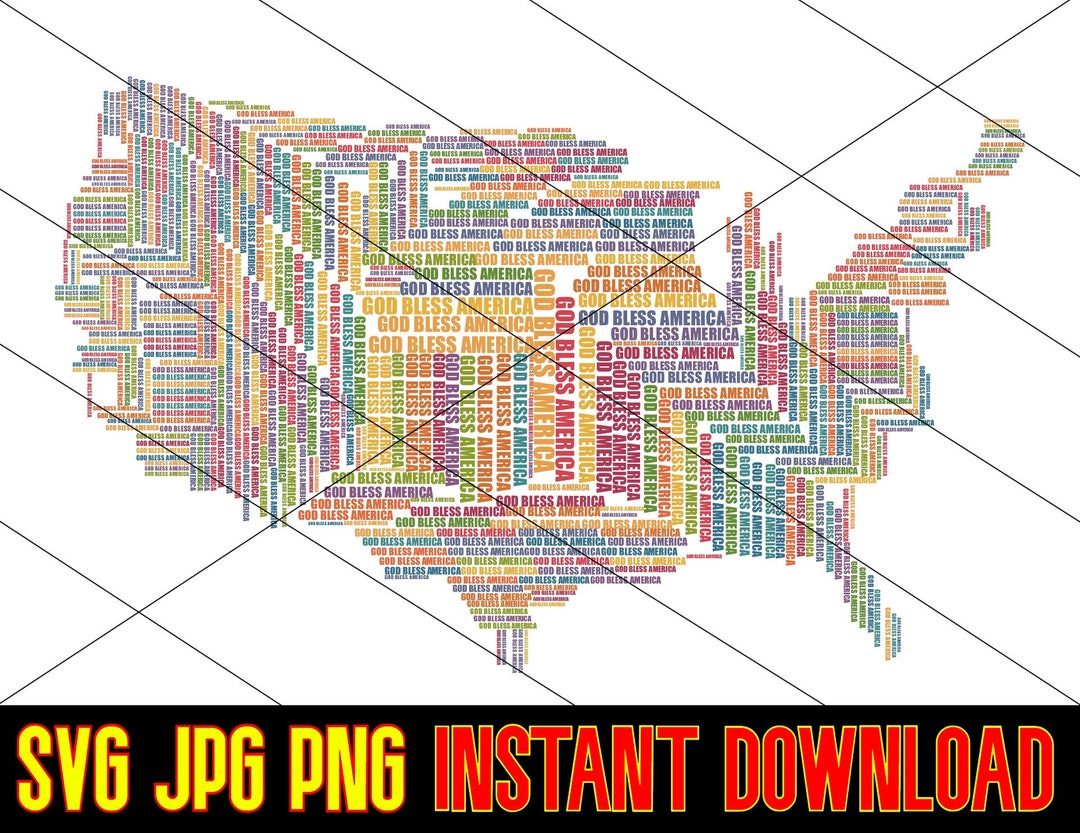 God Bless America Map SVG, God Bless America Map Vector, God Bless ...