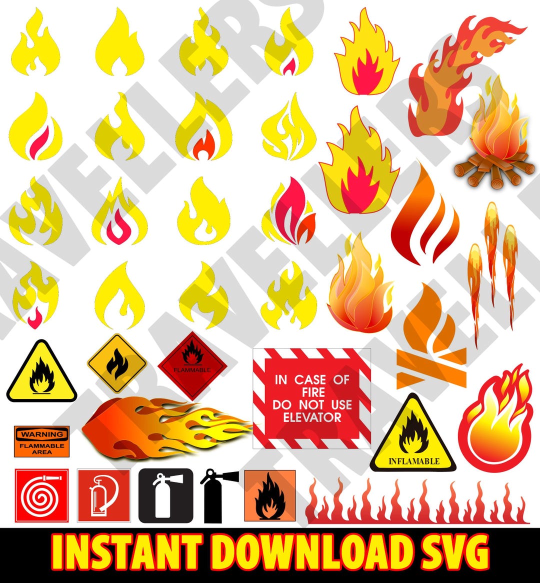 FIRE FLAME SVG, Fire Vectors, Fire Clipart, Fire Icons, Fire Symbols ...