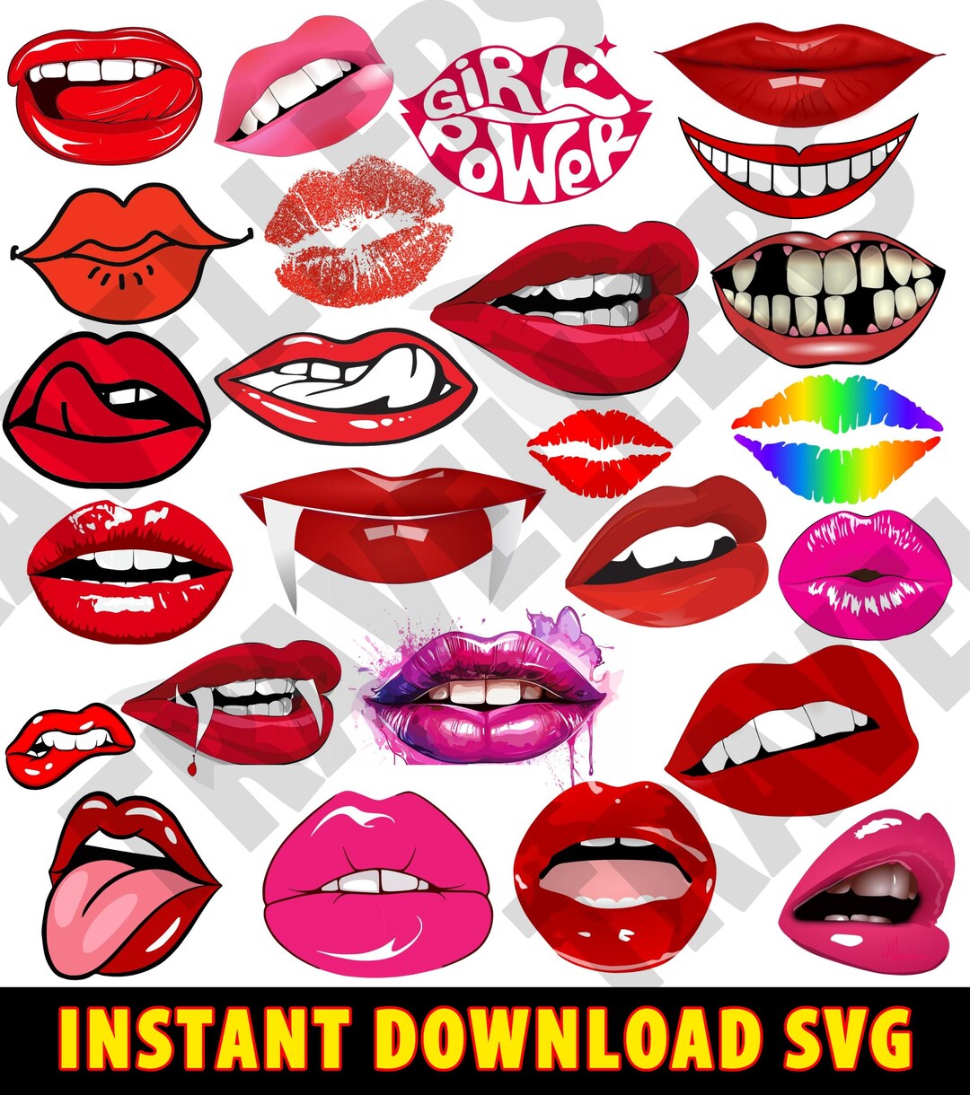 LIPS SVG Bundle, Lips Vector, Lips Clipart, Lips Icon, Lips Symbol ...