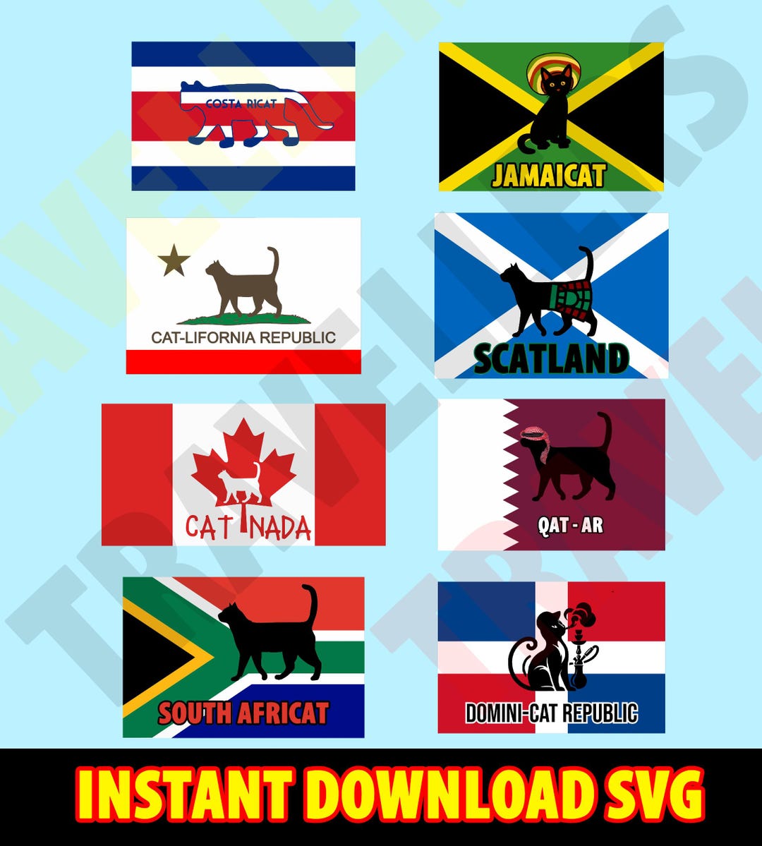 CAT FLAGS SVG, Cat Flags Png, Cat Flag Clipart, Cat Flag Silhouette ...