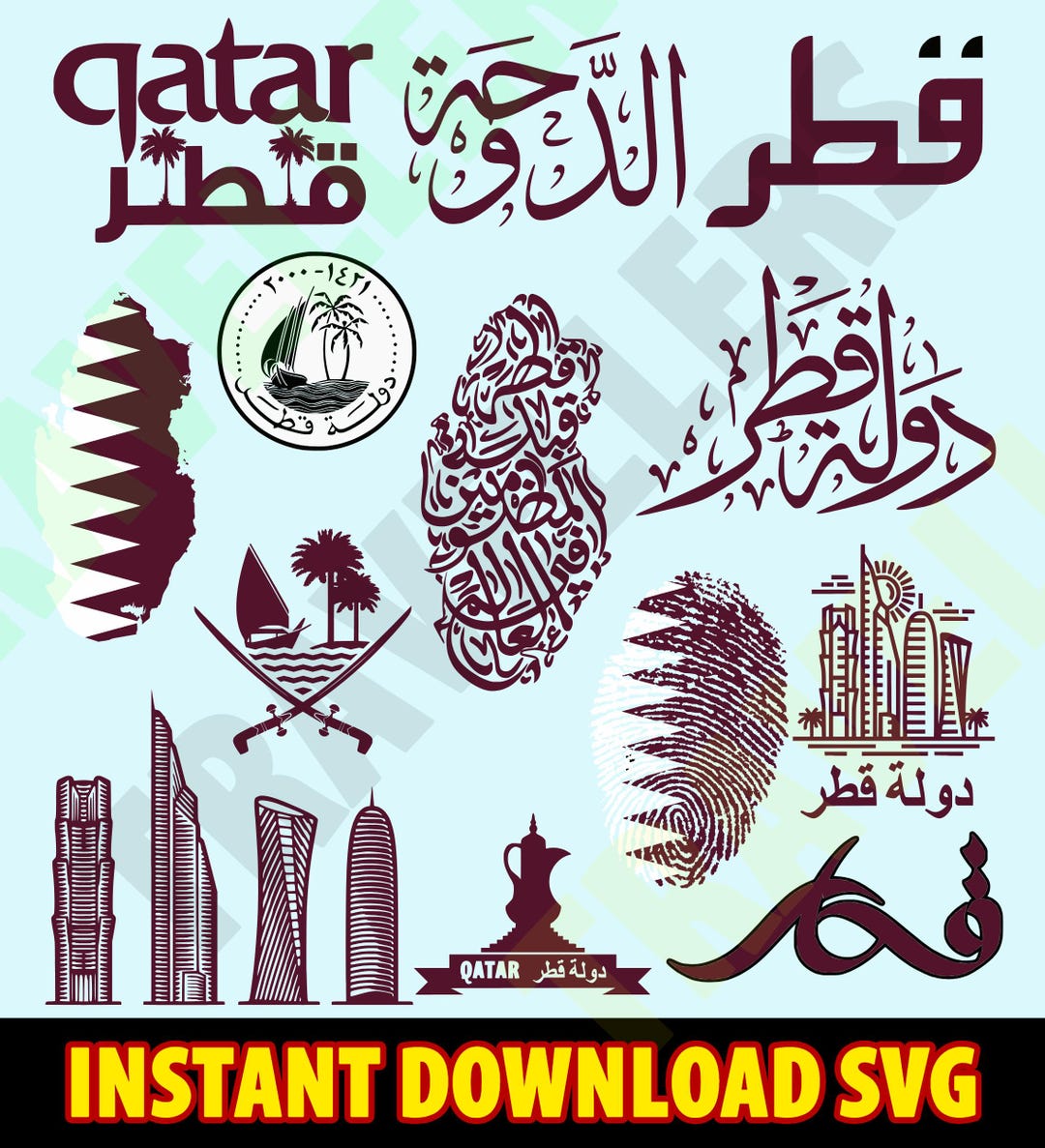 QATAR SVG, Qatar Clipart, Qatar Vectors, Qatar Icons, Qatar Silhouette ...