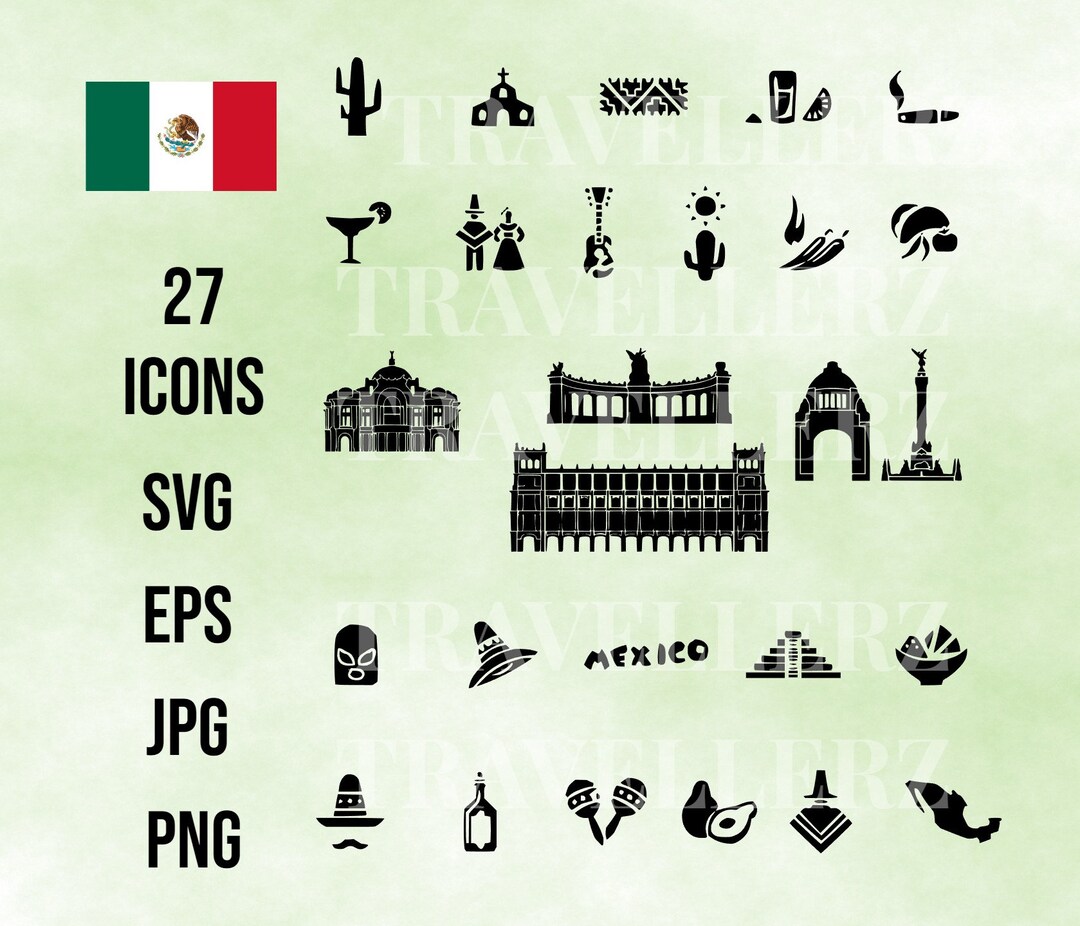 MEXICO ICONS SVG Mexico vectors svg, Mexico clipart svg,holiday clipart ...