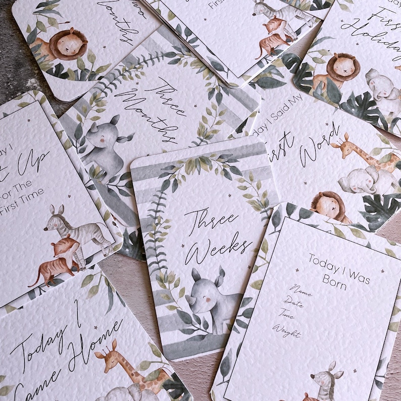 Baby Milestone Cards Safari Jungle Safari Milestone Cards - Etsy