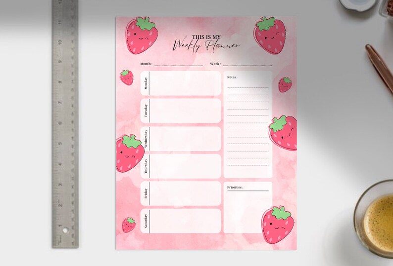 PDF Weekly Planner-strawberry - Etsy