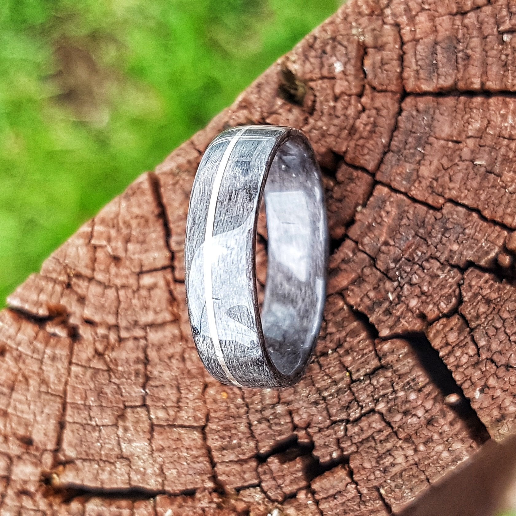 Grey Birdseye Maple Wedding Ring With Stirling Silver Inlay - Etsy