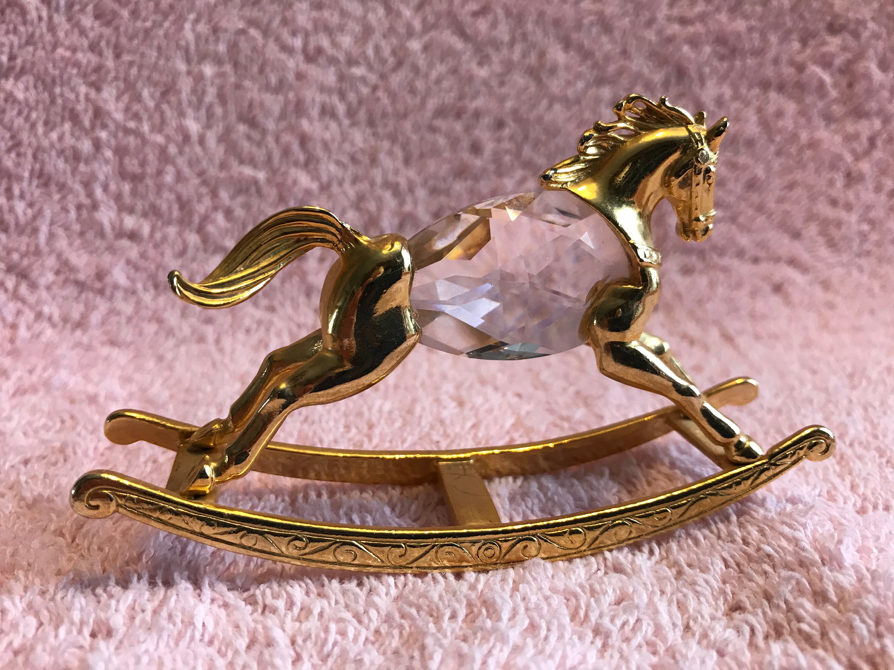 Miniature Rocking Horse Gold & Crystal - Etsy