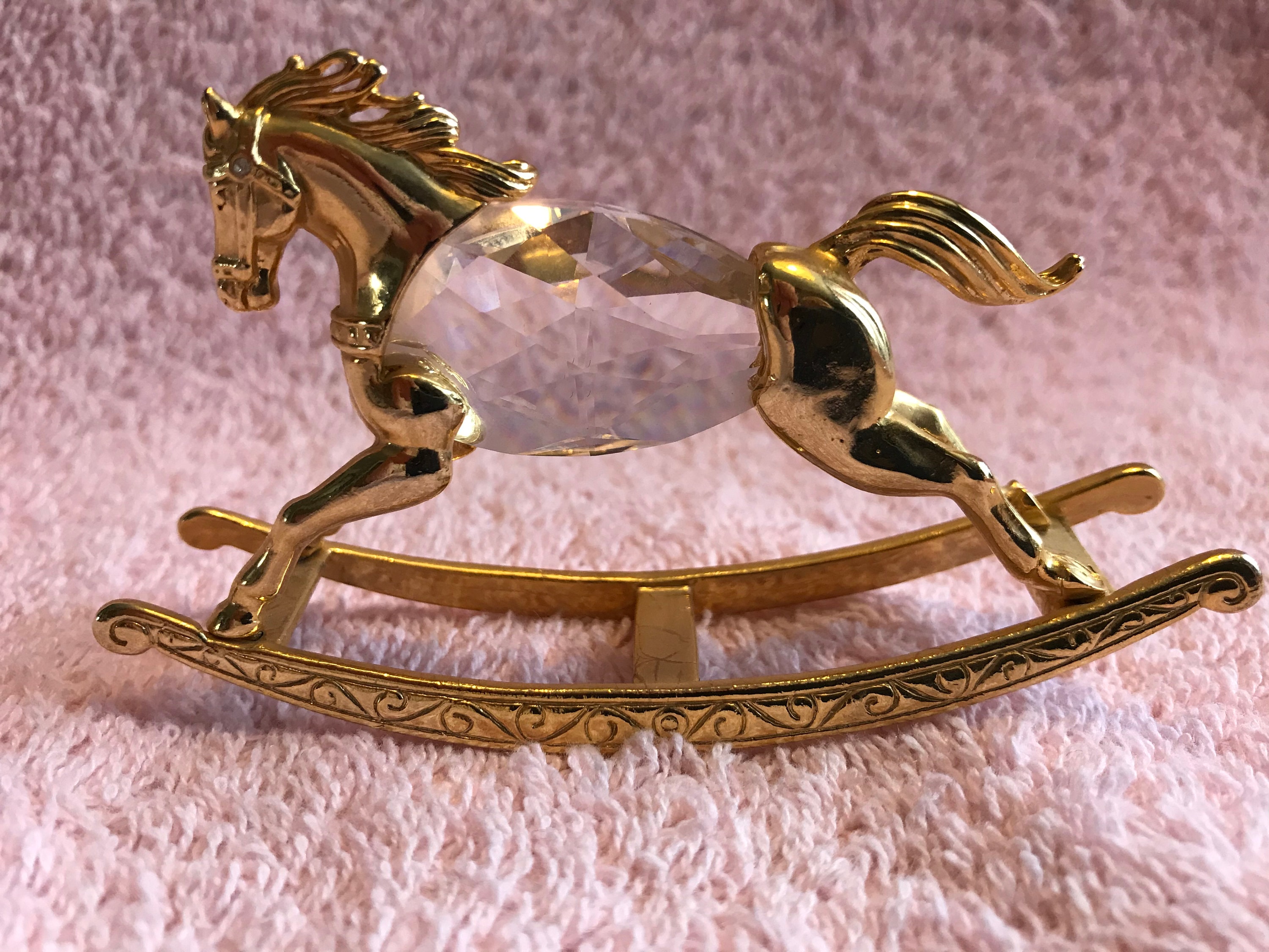 Miniature Rocking Horse Gold & Crystal - Etsy