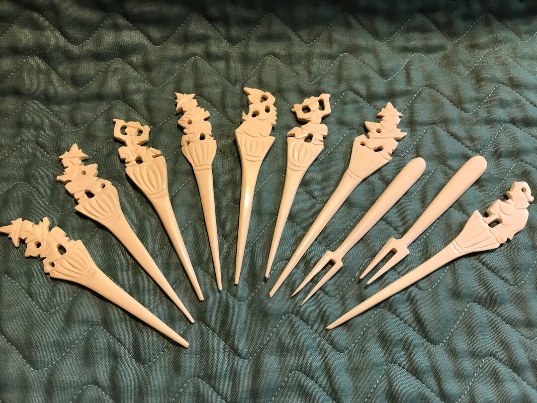 Cocktail Picks, Carved Faux Ivory - Etsy