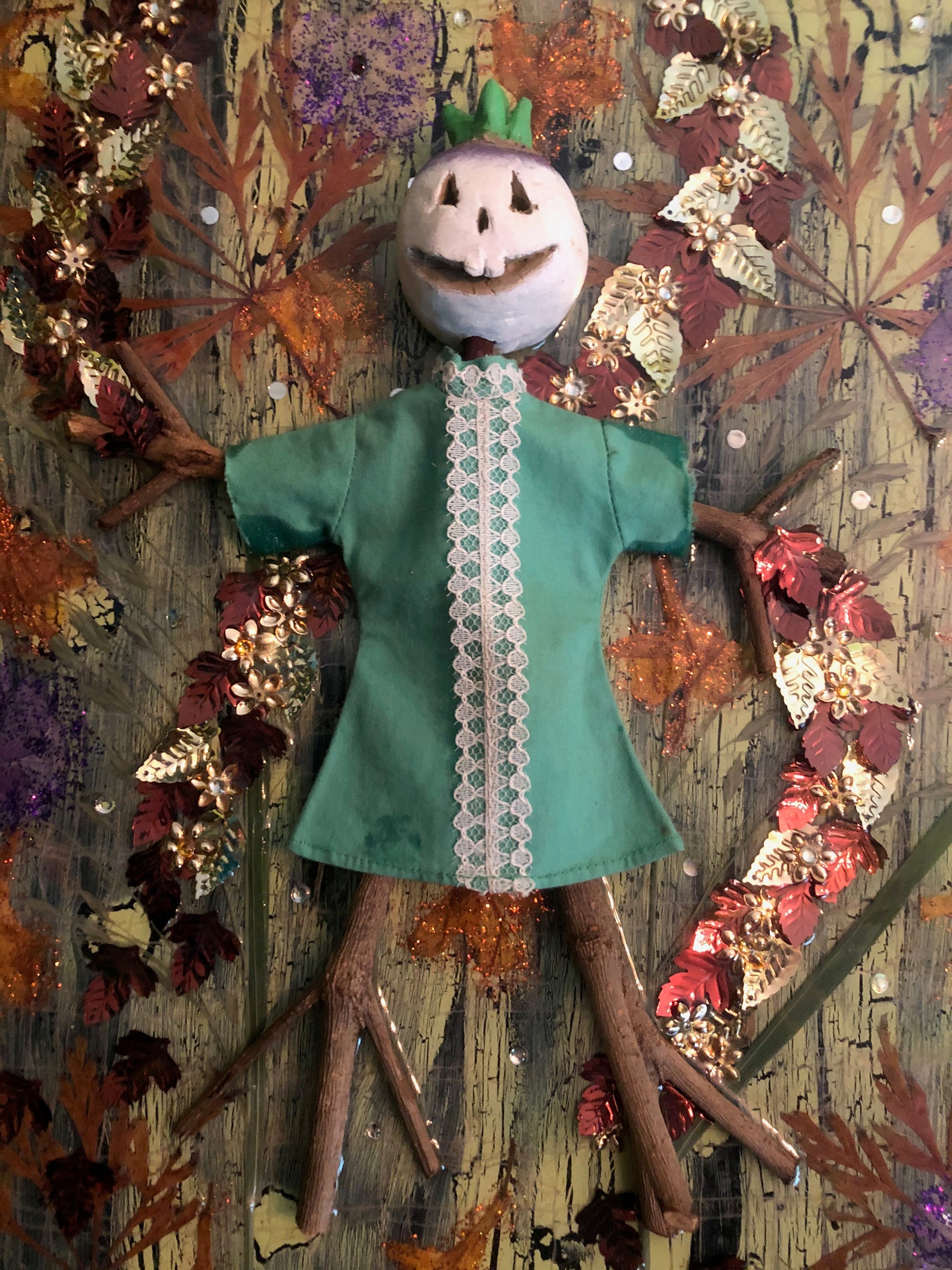 Turnip Girl Playing in Leaves Green Doll Dress Farm Bumpkin - Etsy