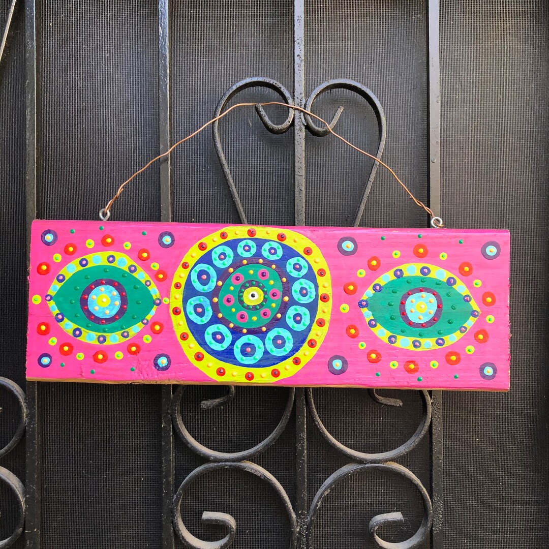 Evil Eye Painting Yard Art Colorful All Knowing Greek Eye Lucky Charm ...